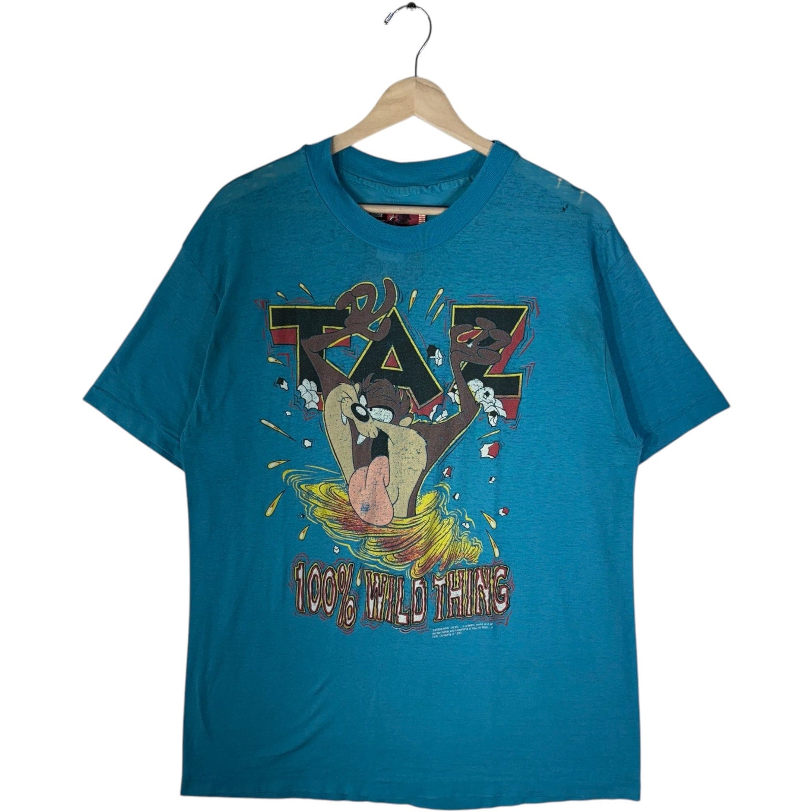 Vintage Looney Tunes Taz 100% Wild Thing Cartoon Tee