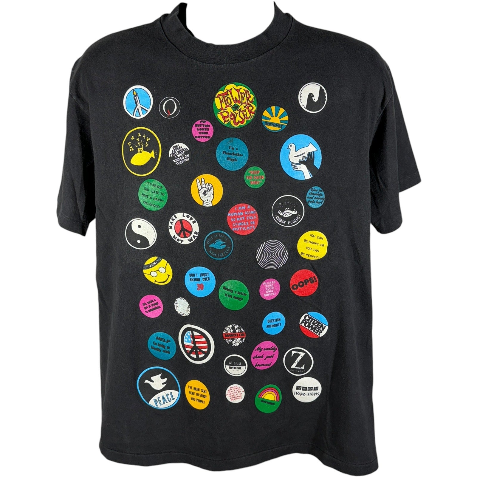 Vintage Iconic Retro Pins Graphic Tee 90s