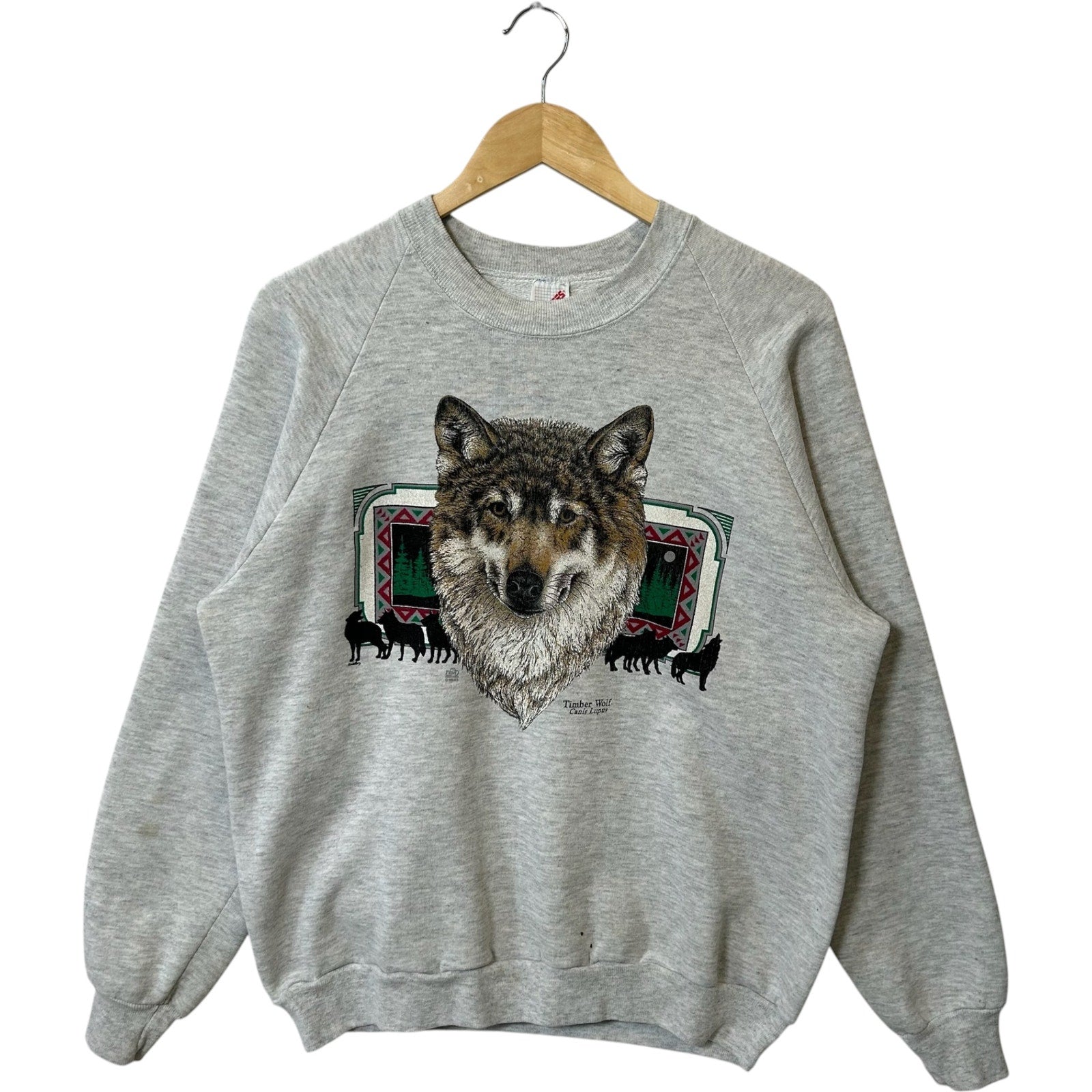Vintage Timber Wolf Head Illustration Crewneck